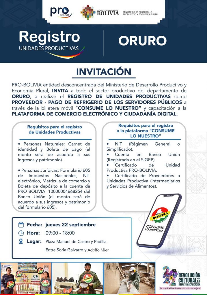 ORURO || REGISTRO DE UNIDADES PRODUCTIVAS – PRO-BOLIVIA