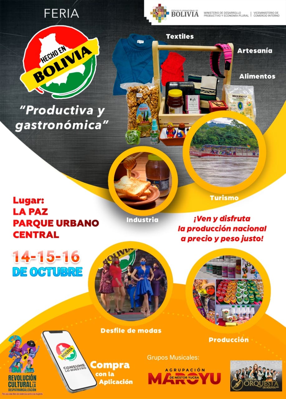 La Paz || GRAN FERIA «HECHO EN BOLIVIA – PRODUCTIVA Y GASTRONÓMICA ...