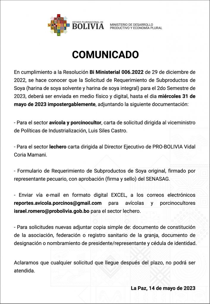 Comunicados – PRO-BOLIVIA